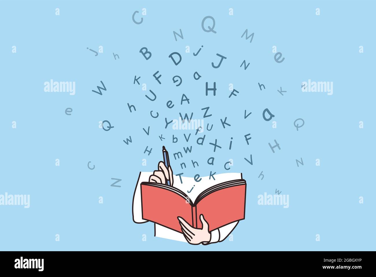 Education, study, knowledge and information concept. Student learning ...