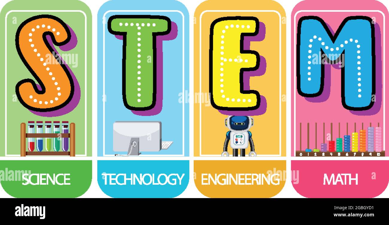 Colourful STEM education text icon illustration Stock Vector Image ...