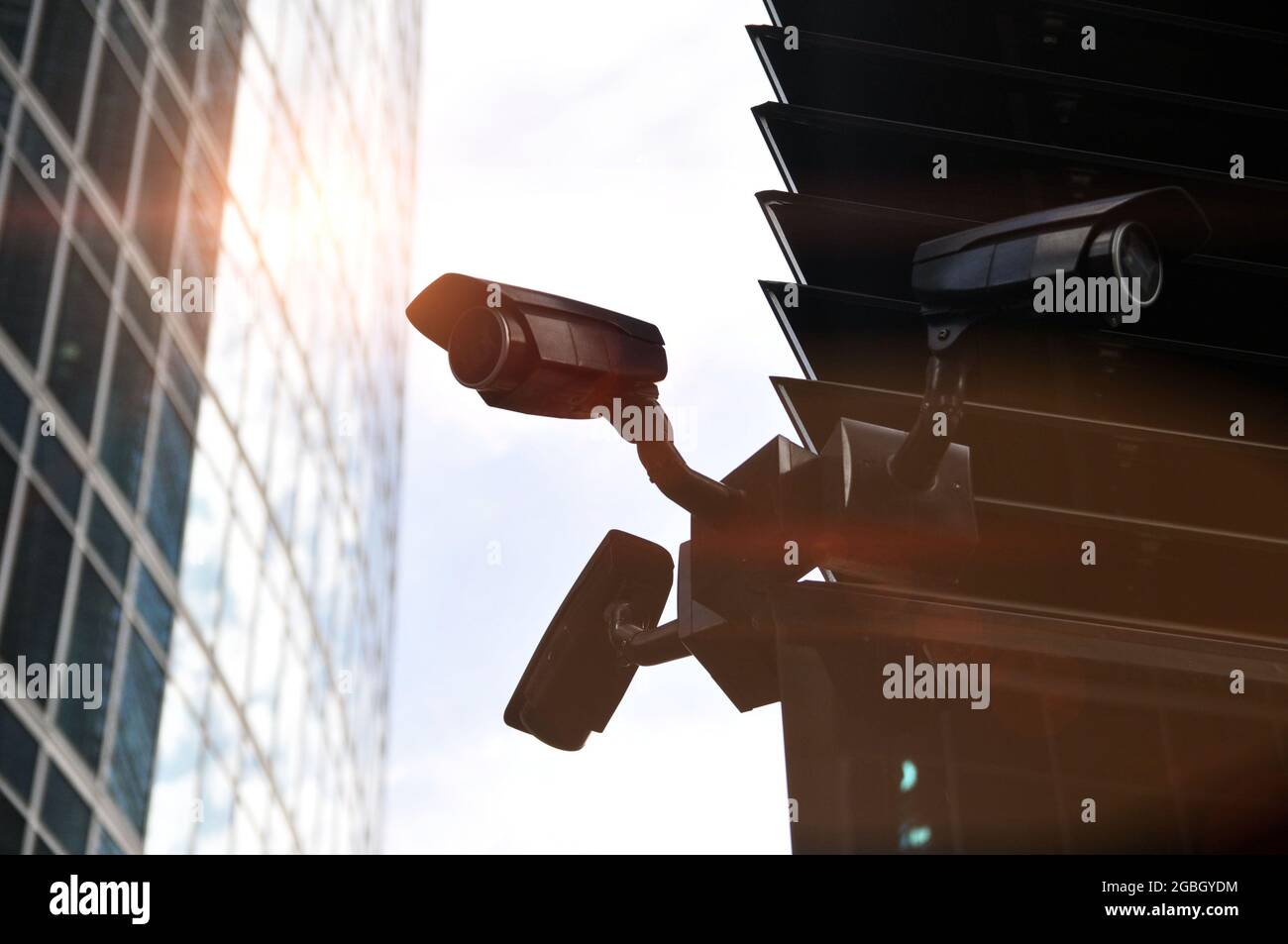 Security cameras in the structure of a modern city. CCTV Stock Photo ...
