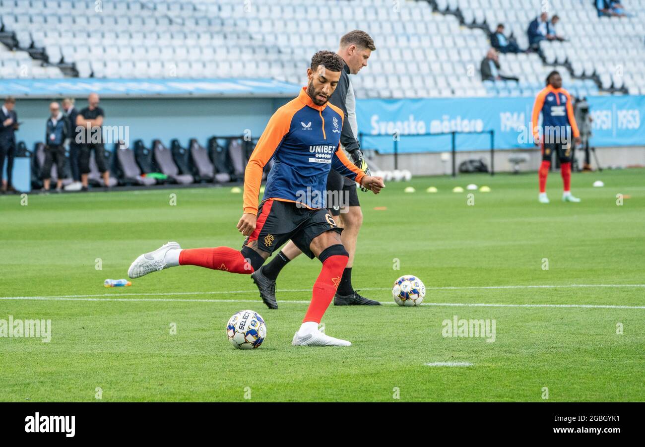 Malmo, Sweden. 03rd Aug, 2021. Connor Goldson (6) of Rangers FC seen ...