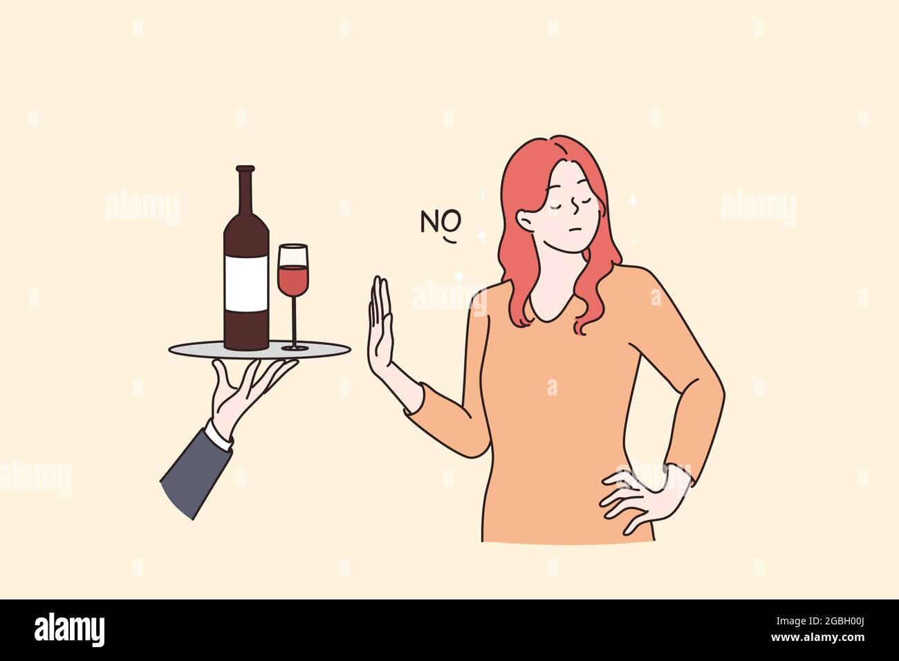Refusing alcohol drink Stock Vector Images - Alamy