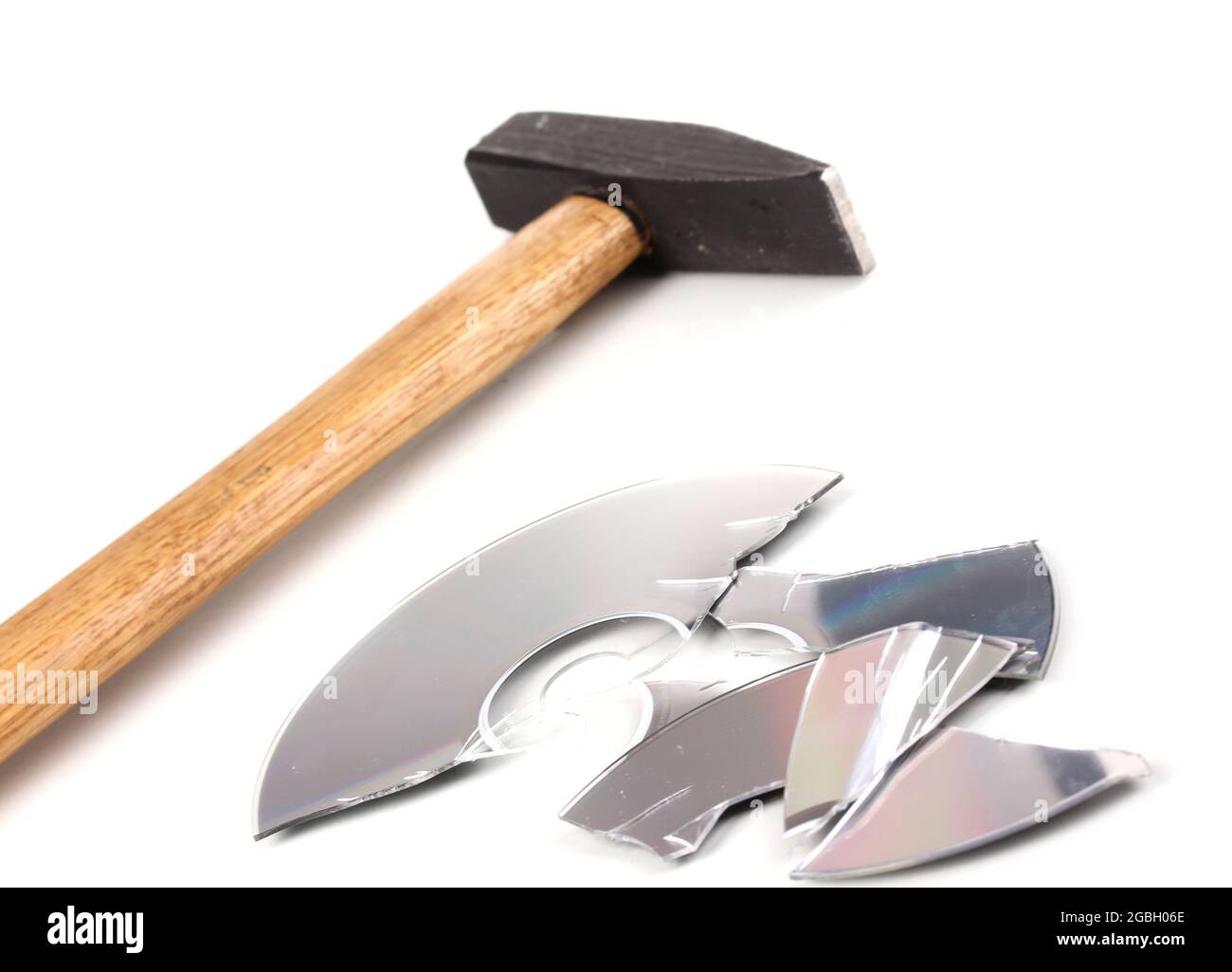 Disk broken hammer with information isolated on white Stock Photo - Alamy