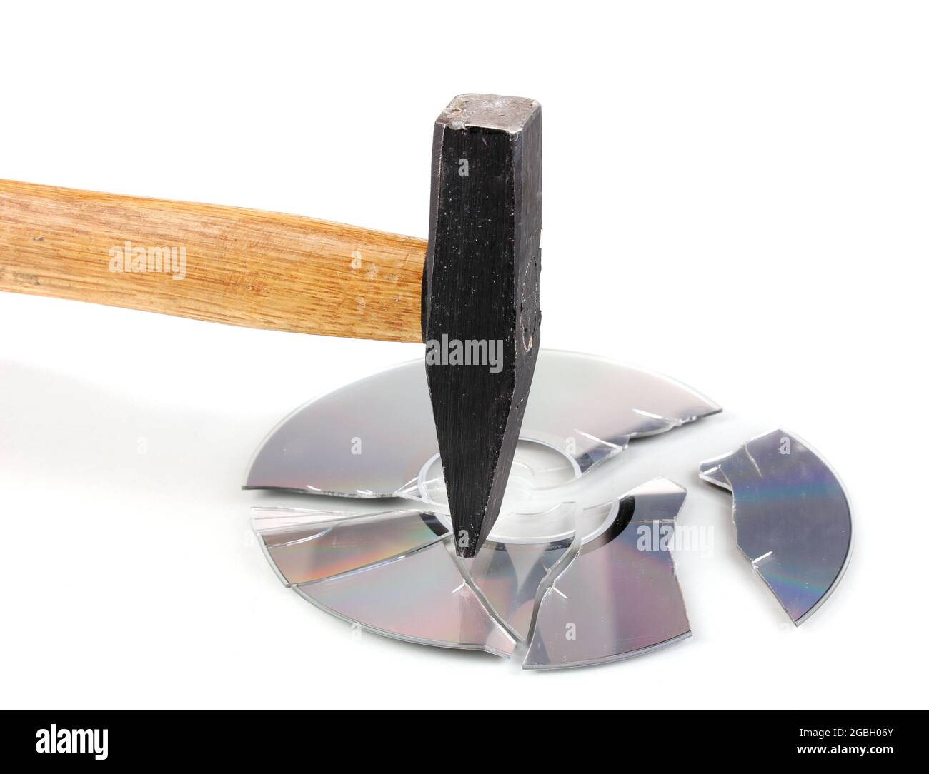 Disk broken hammer with information isolated on white Stock Photo - Alamy