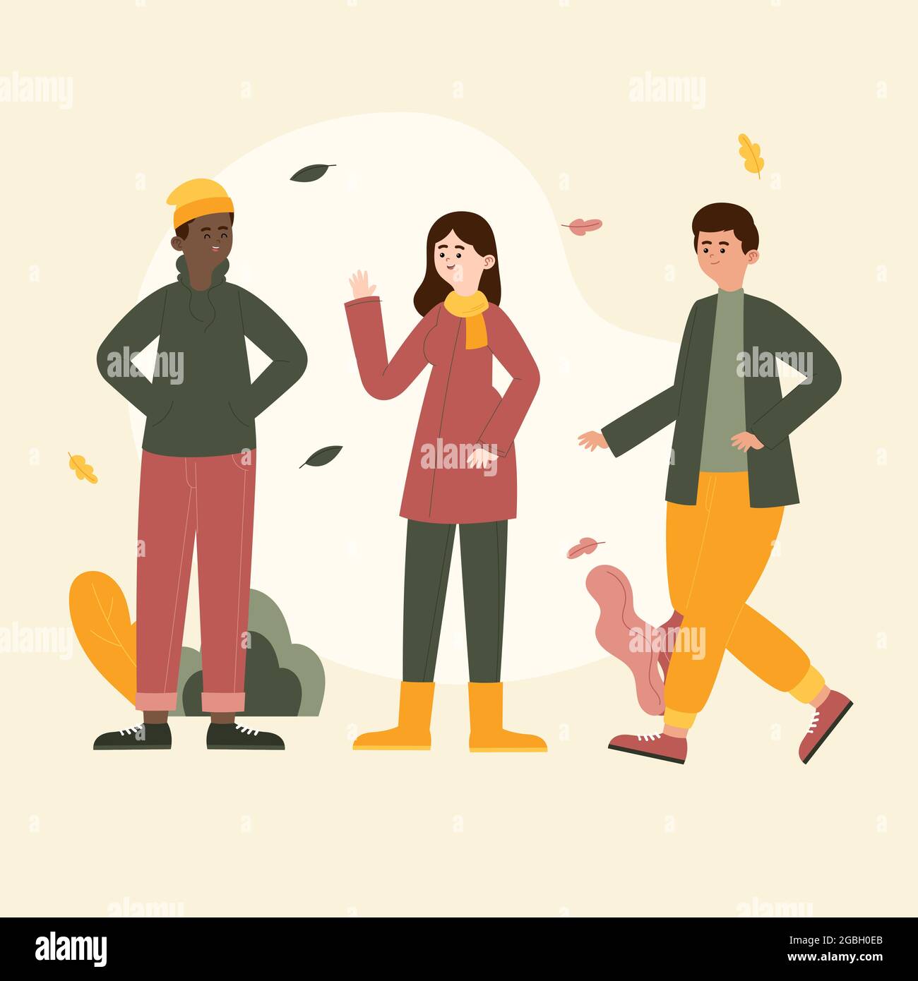 Hand drawn flat people during autumn Vector illustration Stock Vector ...