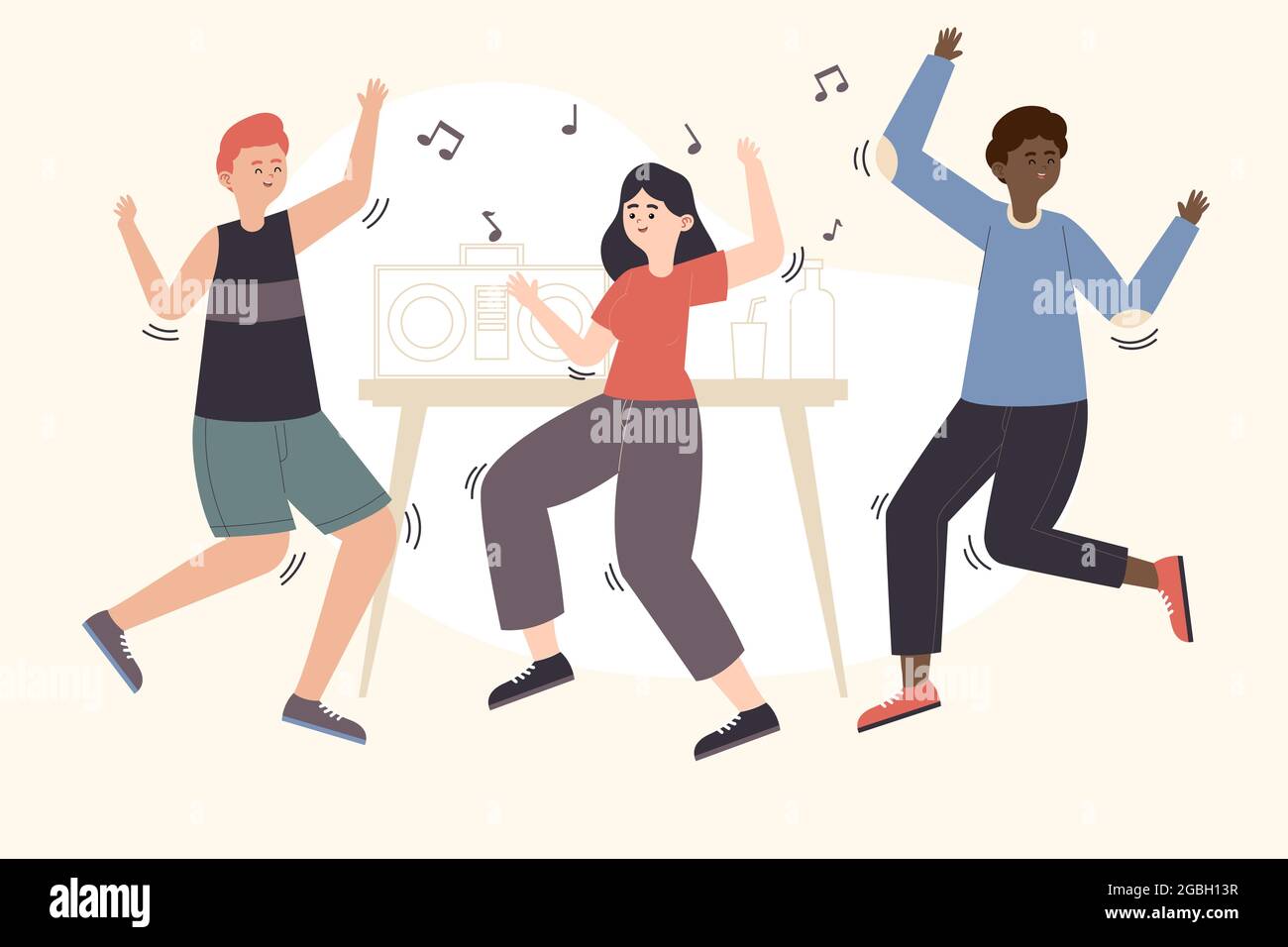 Beautiful woman dancing at home Stock Vector Images - Alamy