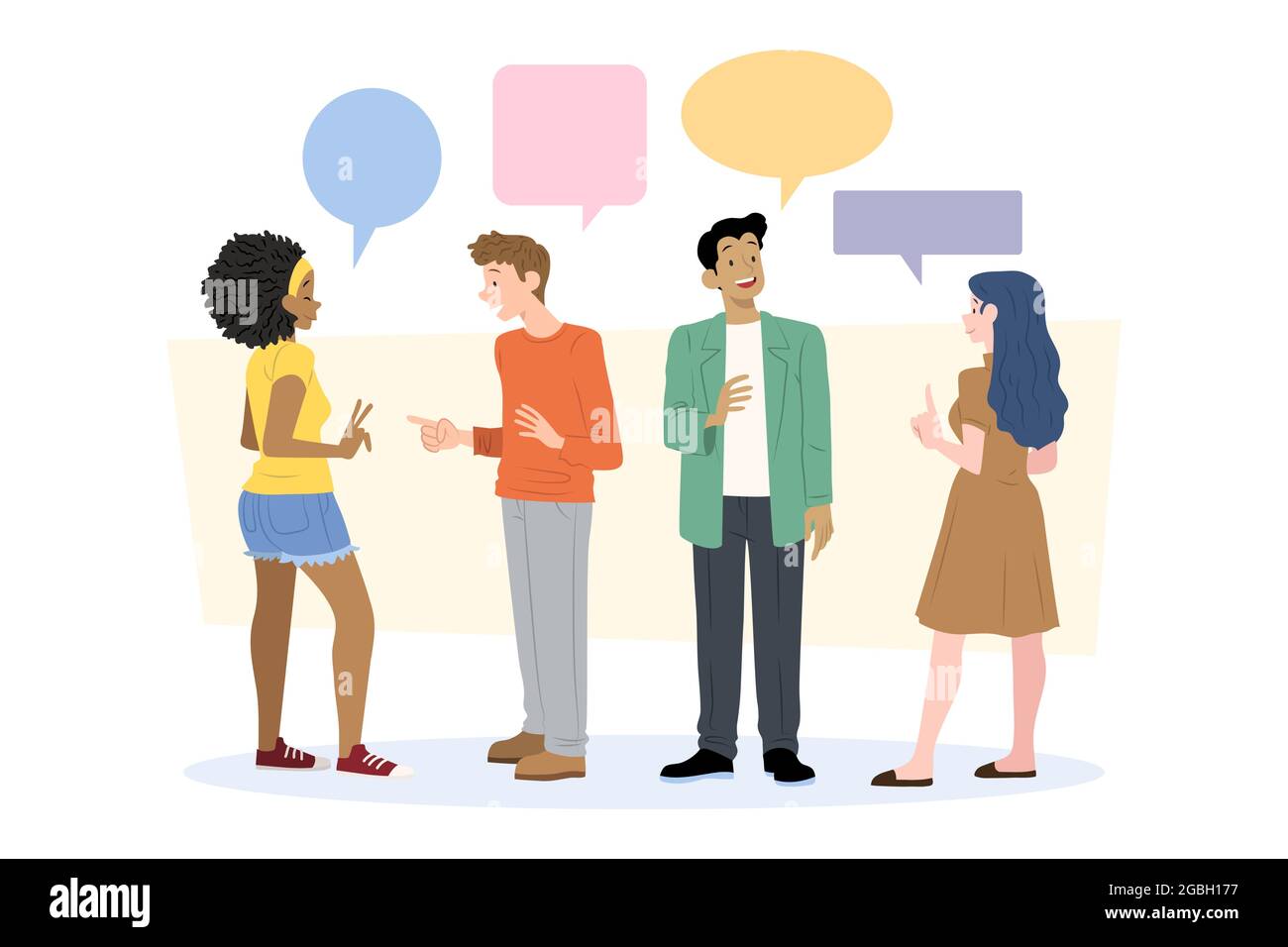 Hand drawn flat people talking Vector illustration Stock Vector Image ...