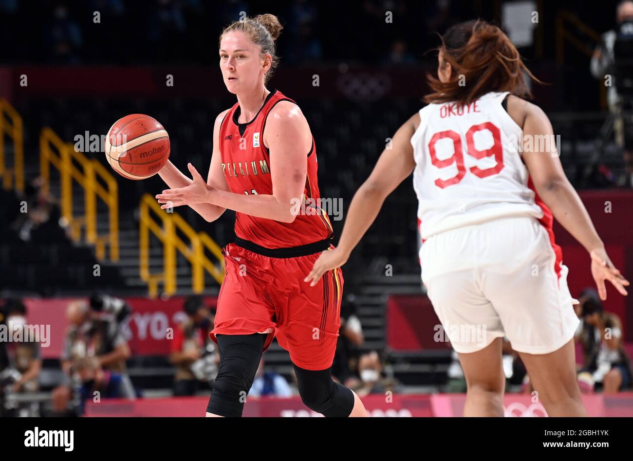 Belgian Kyria Linskens And Japans Monica Okoye Pictured In Action