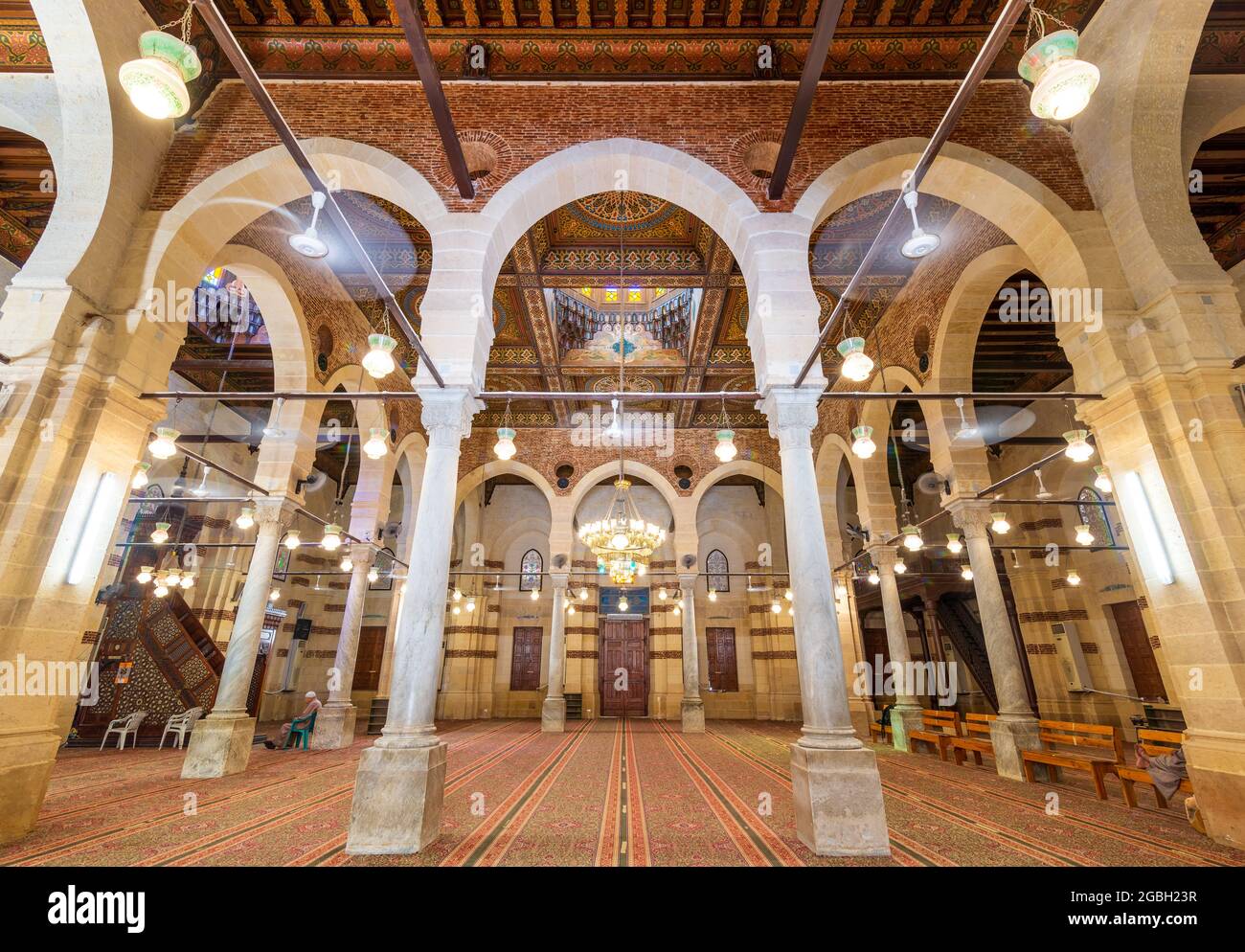 Interior of public historical Mamluk era Imam Al Shafii Mosque suited ...