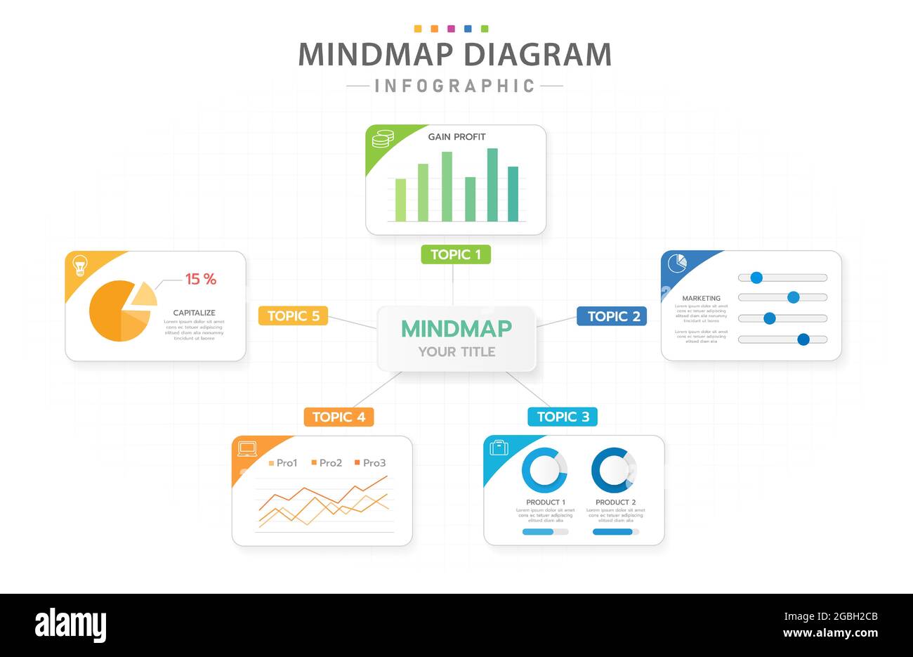 Infographic template for business. 5 topics Mindmap diagram with ...