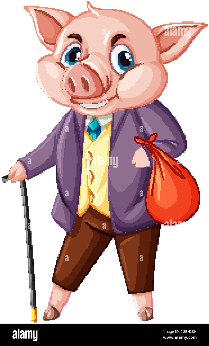 Peter rabbit concept with A pig wearing suit cartoon character isolated ...