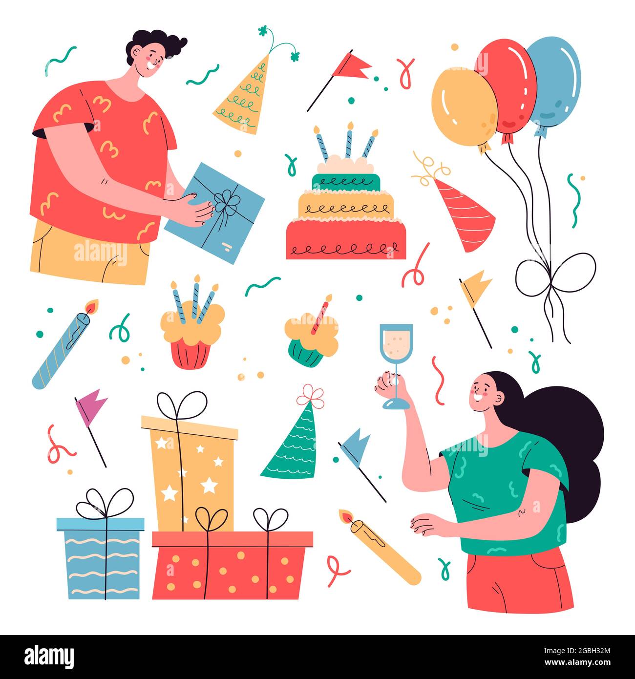 Happy birthday elements illustration Vector illustration Stock Vector ...