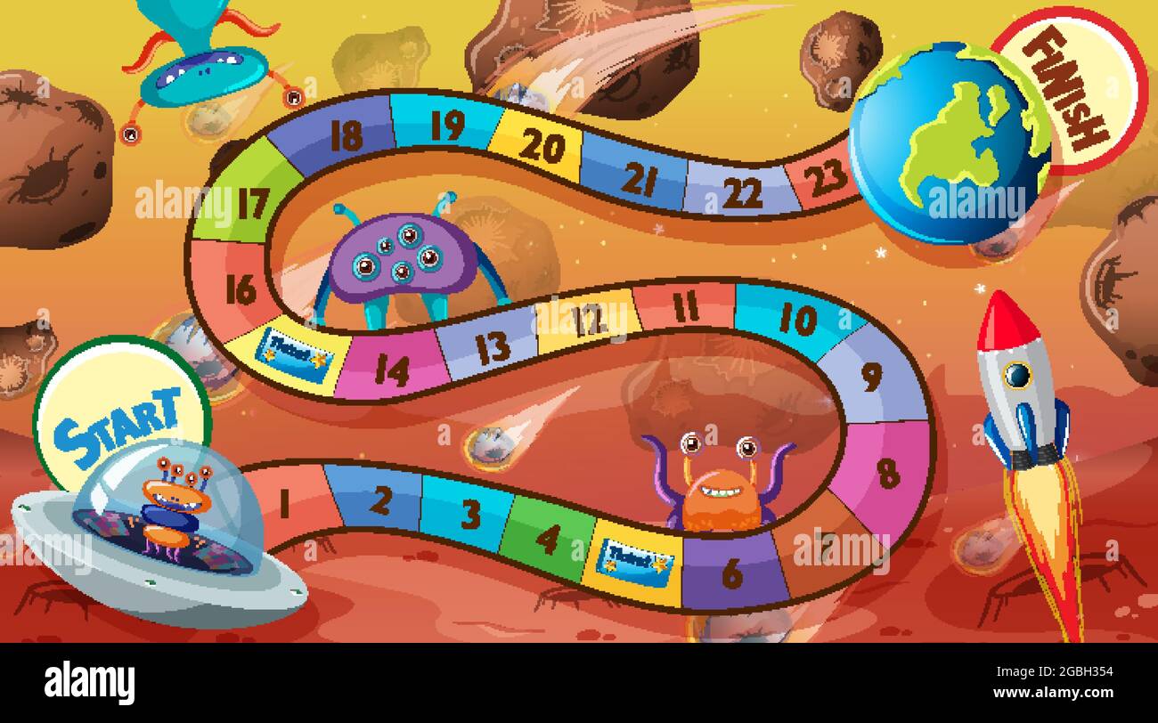 Board game template with space theme illustration Stock Vector Image ...