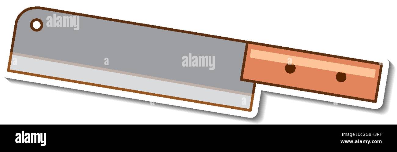 Sticker design with knife kitchen equipment isolated illustration Stock ...