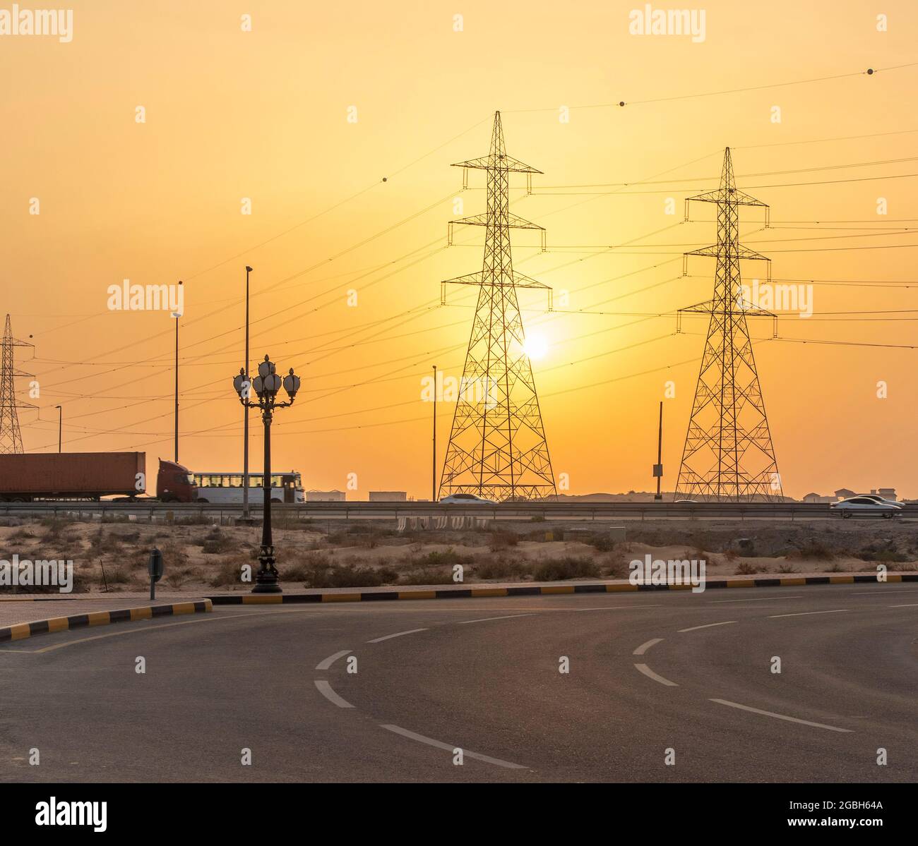 Empty road power lines at sunset hi-res stock photography and images ...