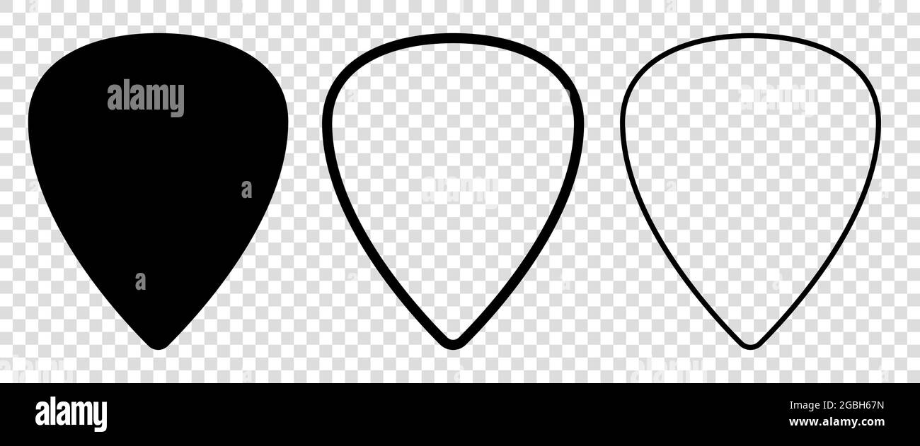 Set of blank solid and line guitar picks. Vector icon isolated on ...