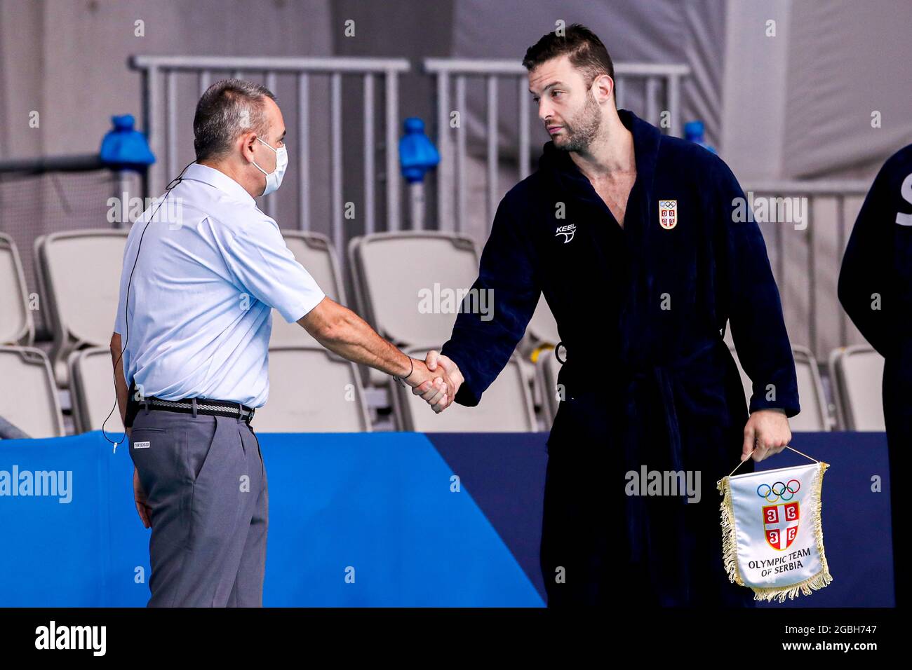 TOKYO, JAPAN - AUGUST 4: Referee Georgios Stavridis (GRE), Filip ...