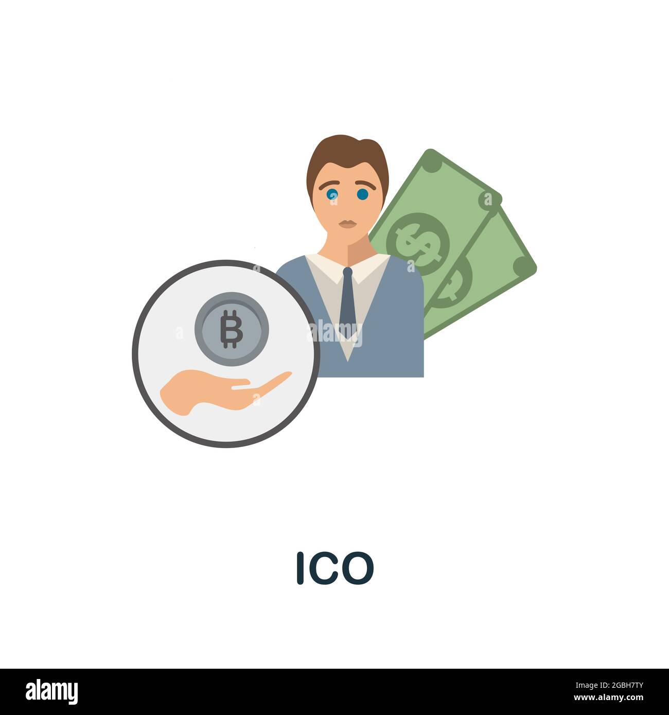 Ico flat icon. Colored sign from cryptocurrency collection. Creative ...