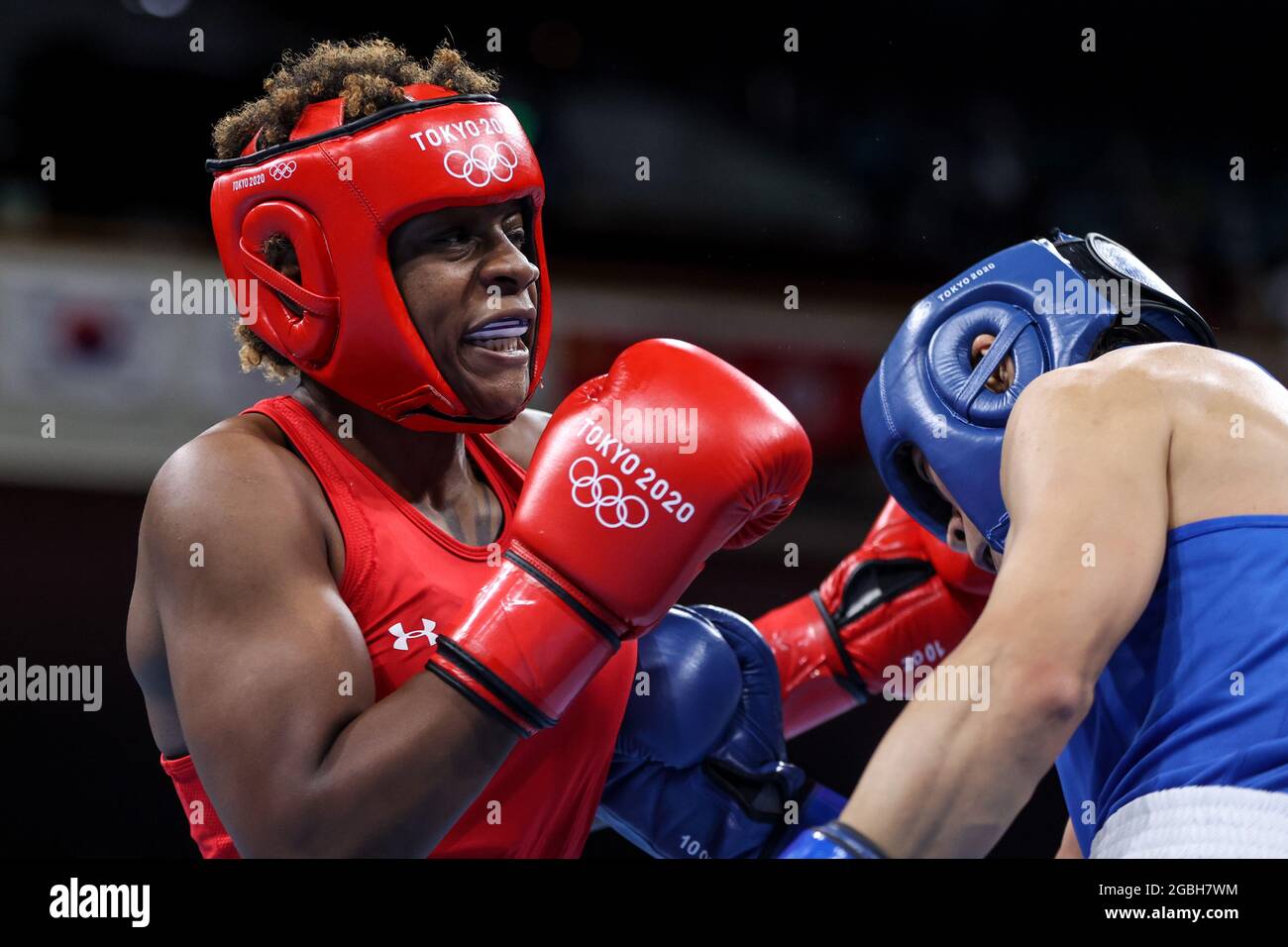 Tokyo, Japan. 4th Aug, 2021. Oshae Jones (L) of the United States ...