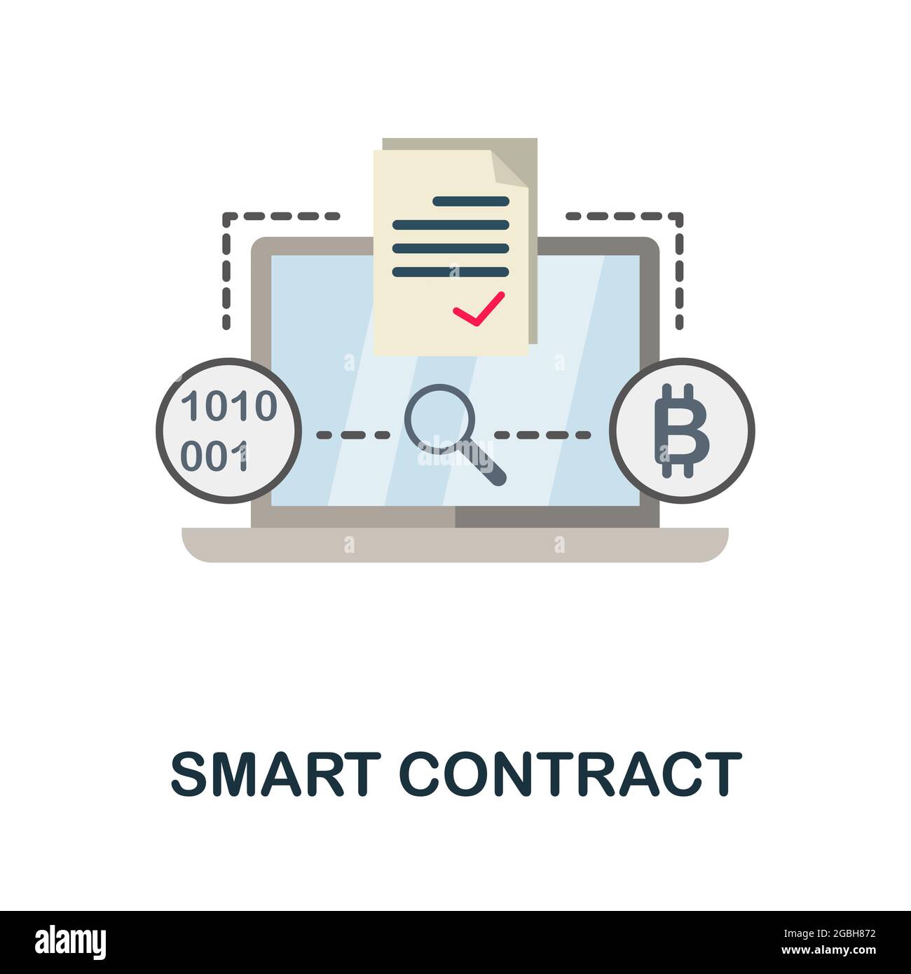 Smart Contract flat icon. Colored sign from cryptocurrency collection ...