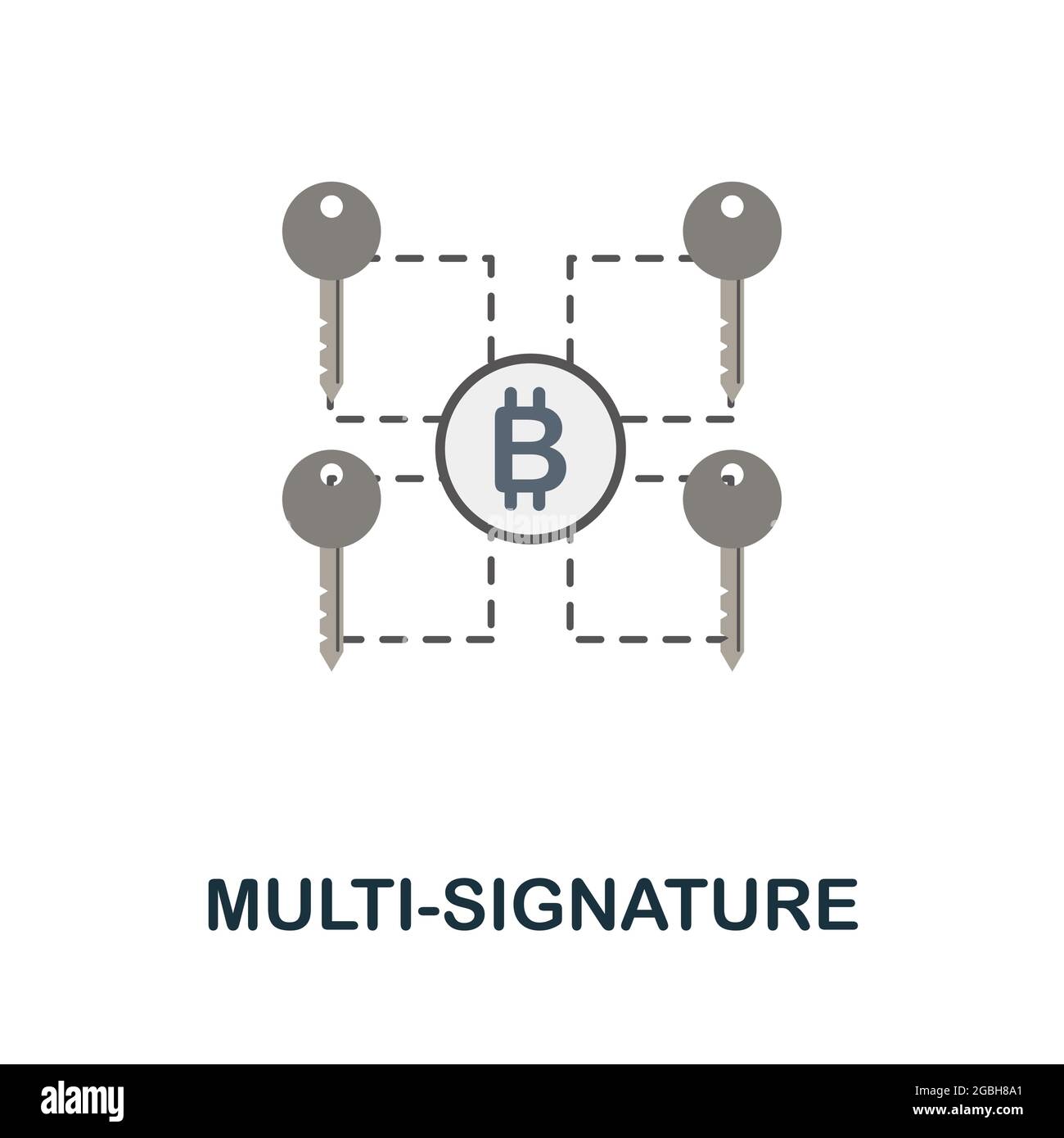 Multi-Signature flat icon. Colored sign from cryptocurrency collection ...