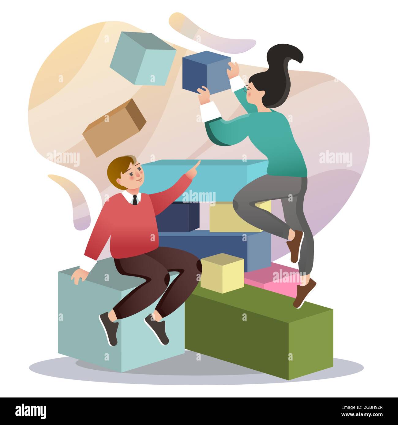 Modeling Isolated Flat Style Colored Illustration School Lessons Creating Models Stock Vector