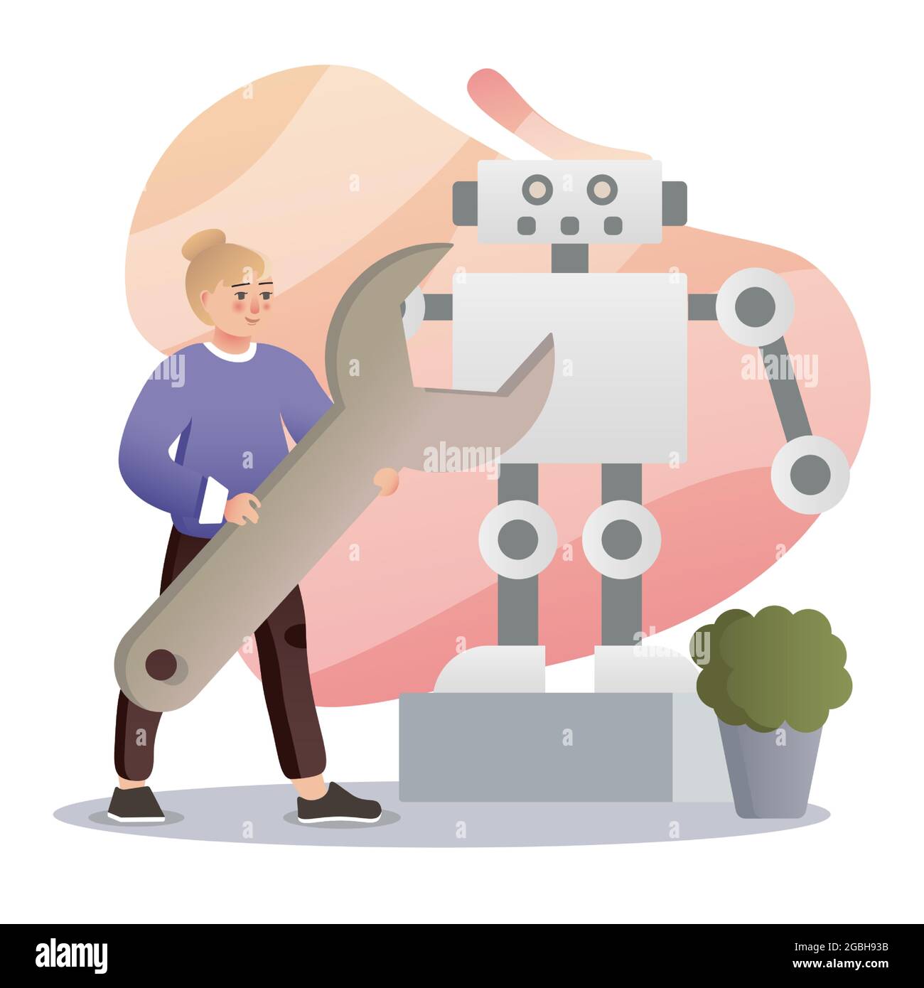Robotics. Isolated flat style colored illustration. School lessons ...
