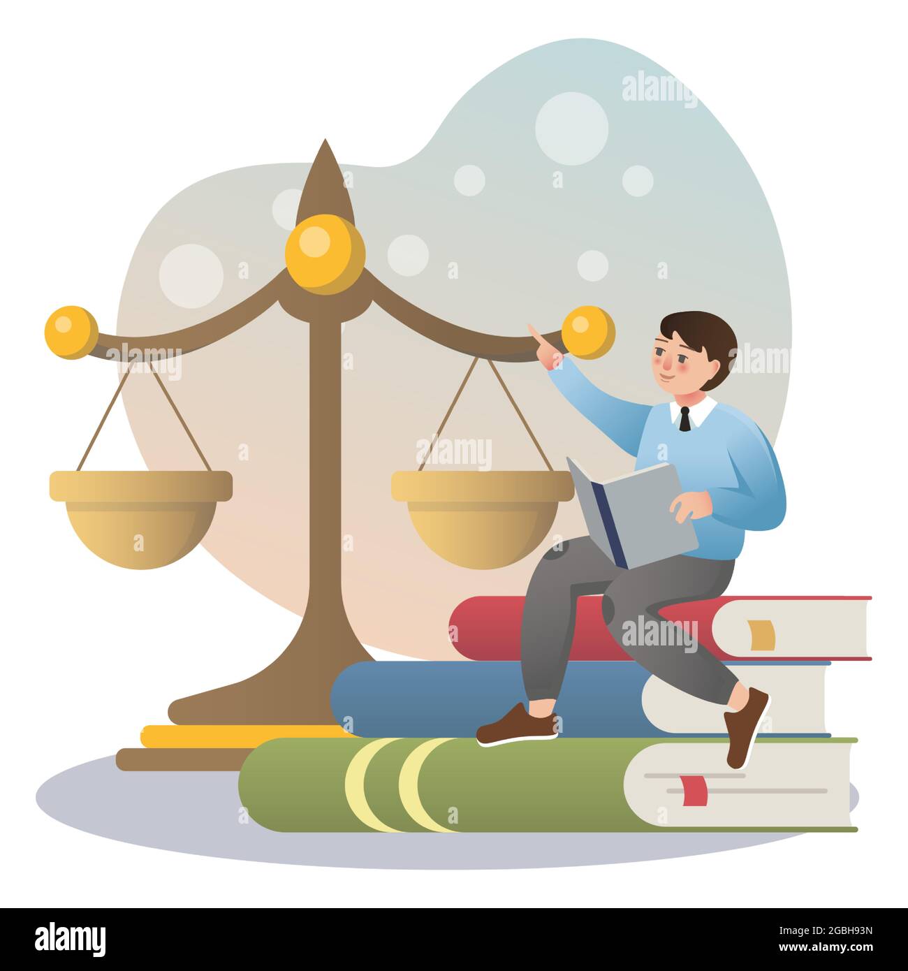 Law. Isolated flat style colored illustration. School lessons. Legal ...