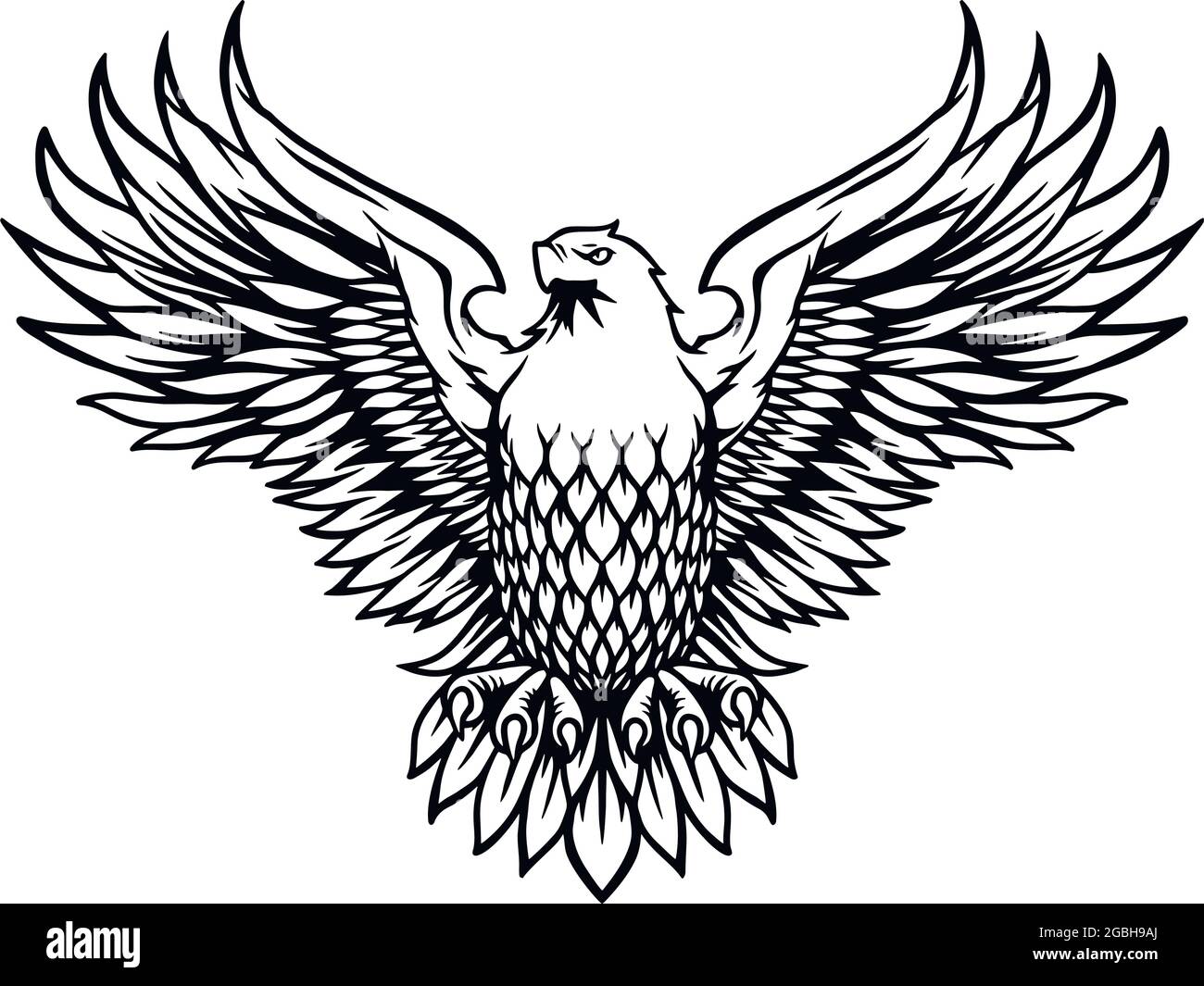 Heraldic eagle. Vector illustration of a proud eagle with spread wings ... Heraldic eagle. Vector illustration of a proud eagle with spread wings ...