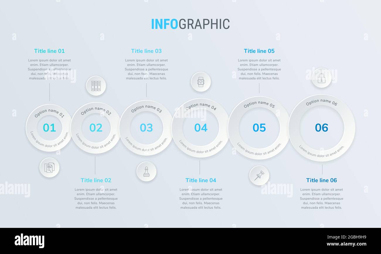 Blue vector infographics timeline design template with rounded elements ...