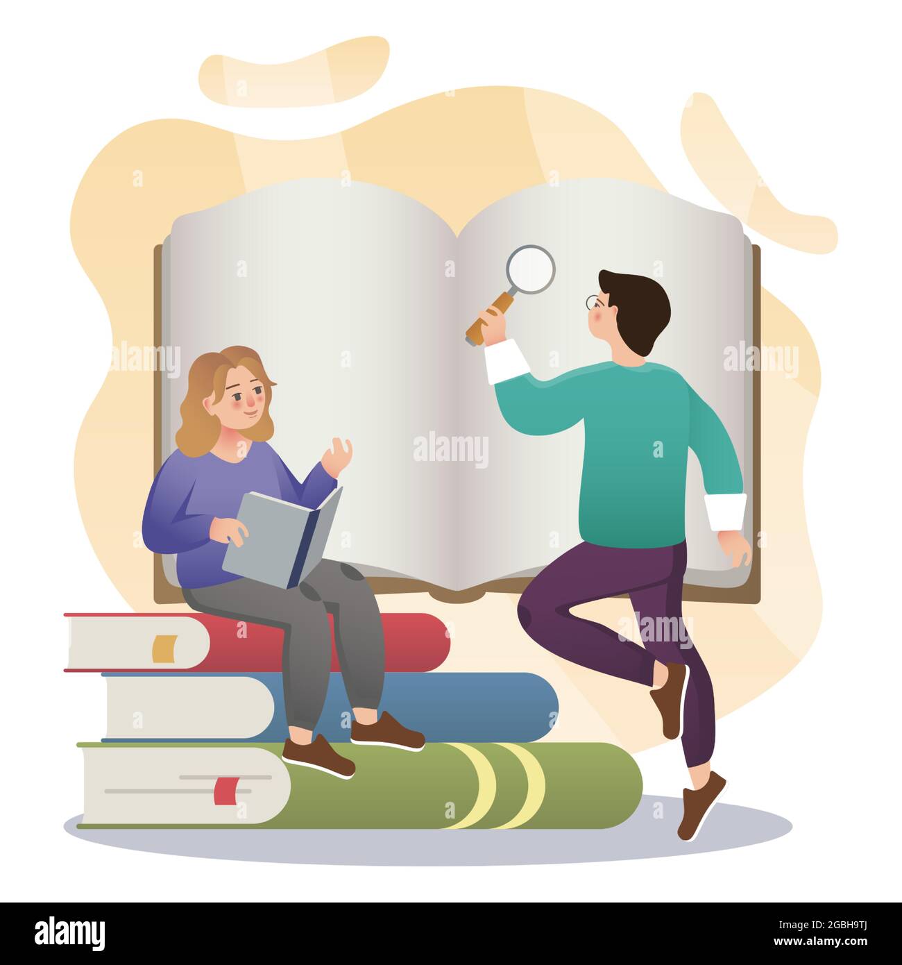 Literature. Isolated flat style colored illustration. School lessons ...
