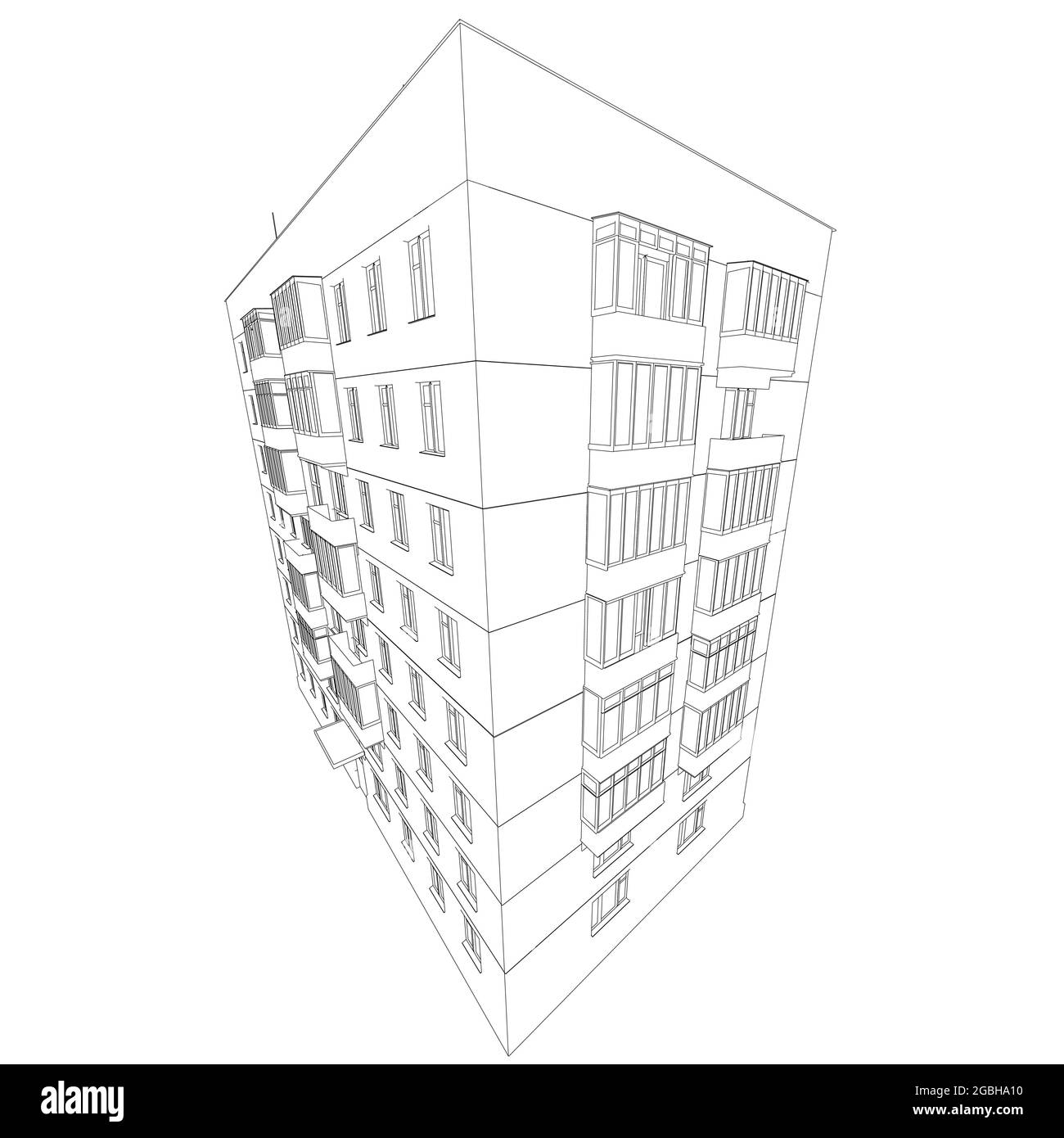Contour of a multi-storey residential building from black lines ...