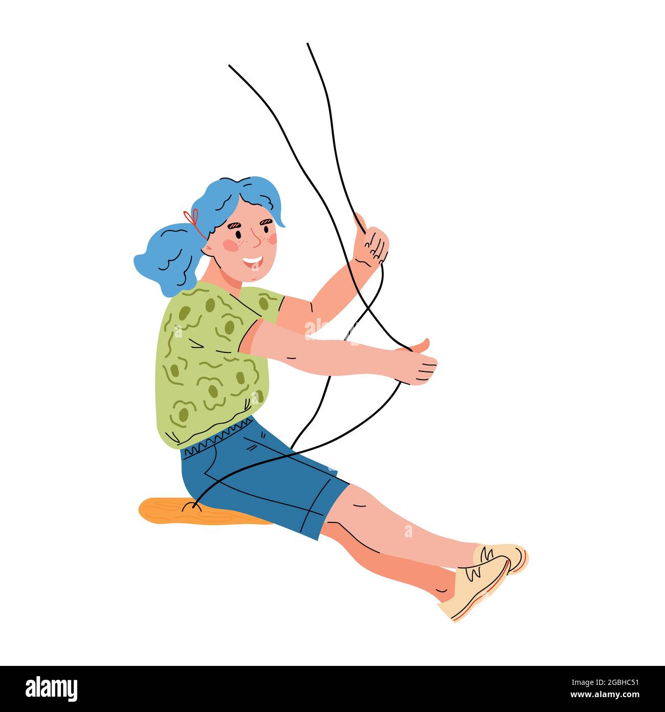 Young girl smiling on playground swing Stock Vector Images - Alamy