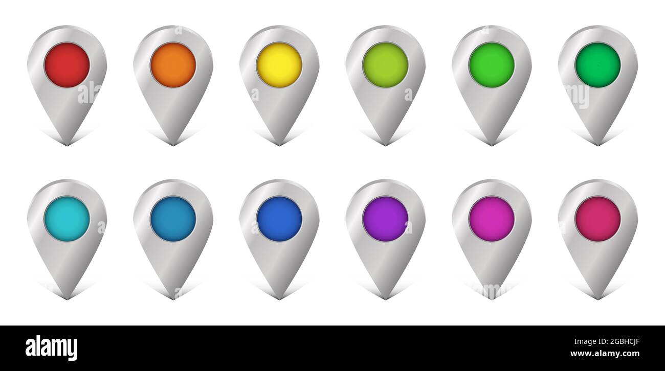 Map Location Icon Set Vector Navigation Button Pin Position Marker