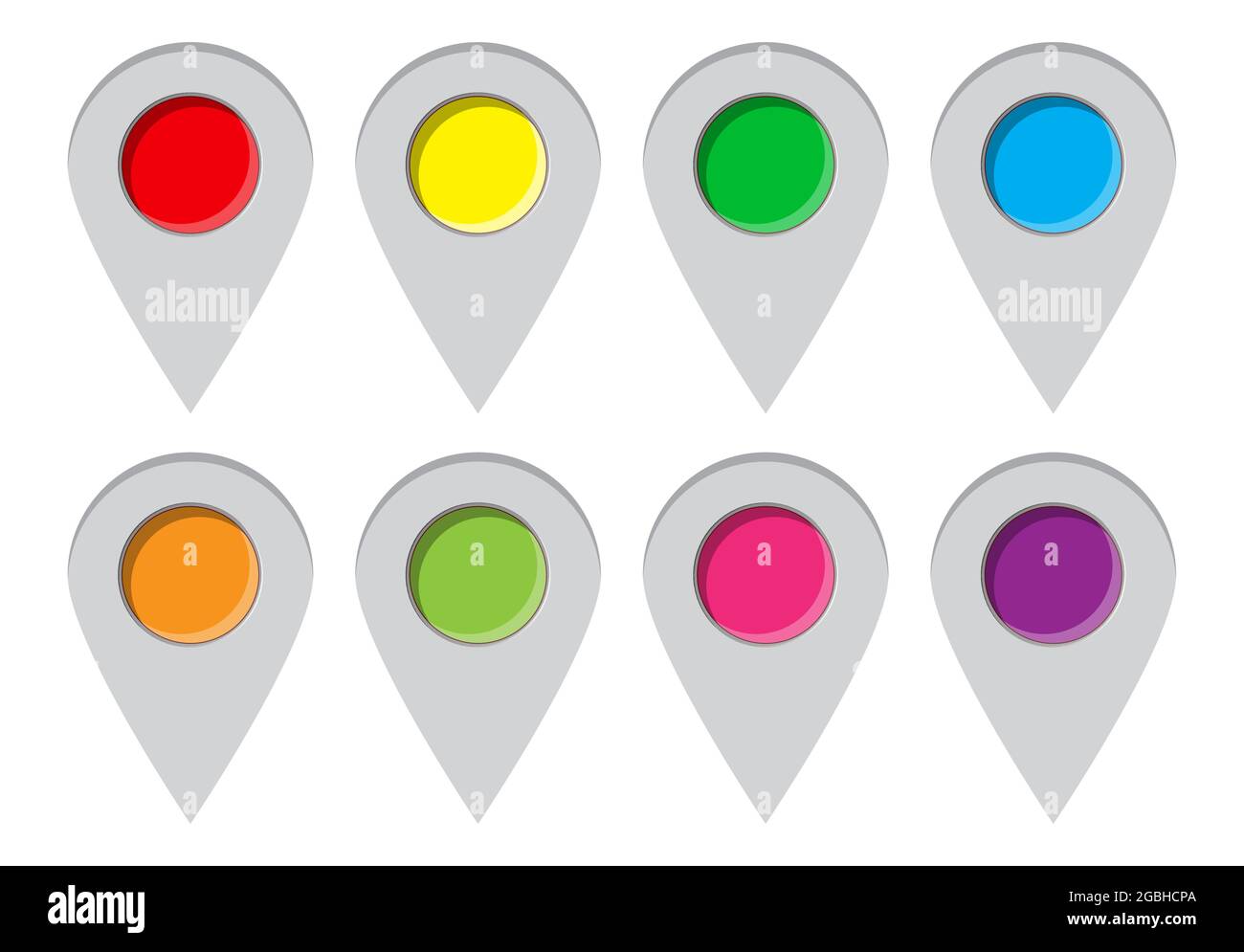 Set of map pointers icons with soft shadow in flat style Stock Vector Image & Art - Alamy