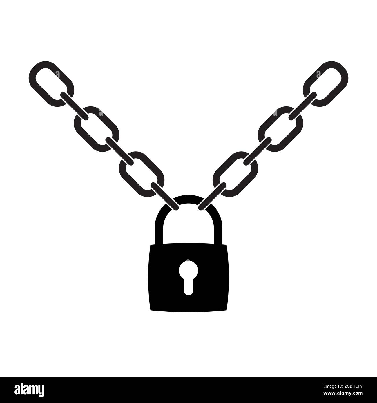 illustration of chain and padlock silhouette Stock Vector Image & Art ...