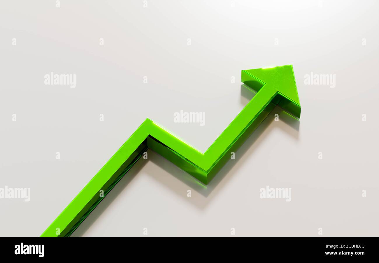 Green arrows economic financial growth concept 3d render illustration ...