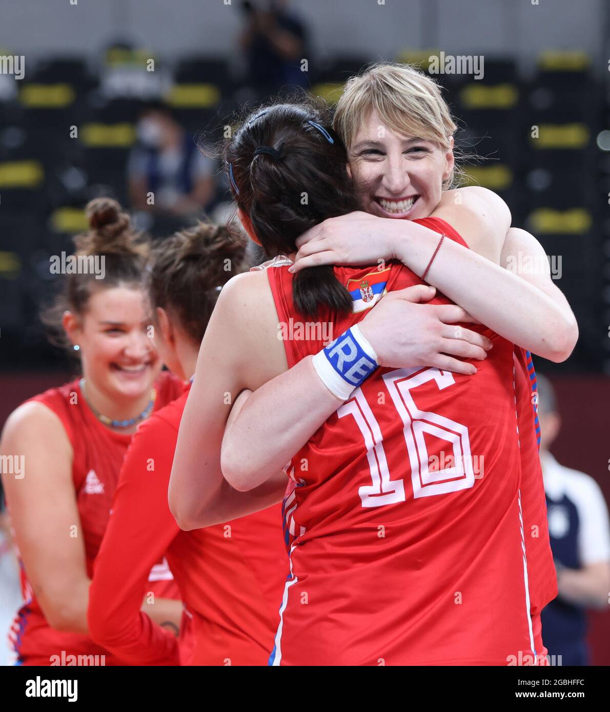 Tokyo, Japan. 4th Aug, 2021. Serbia's Milena Rasic (front) celebrates ...