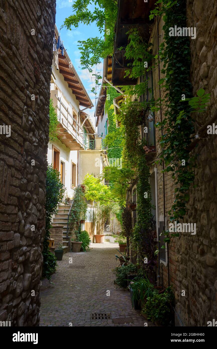 Volpedo, historic town on the Tortona hills, Piedmont, Italy. Old ...