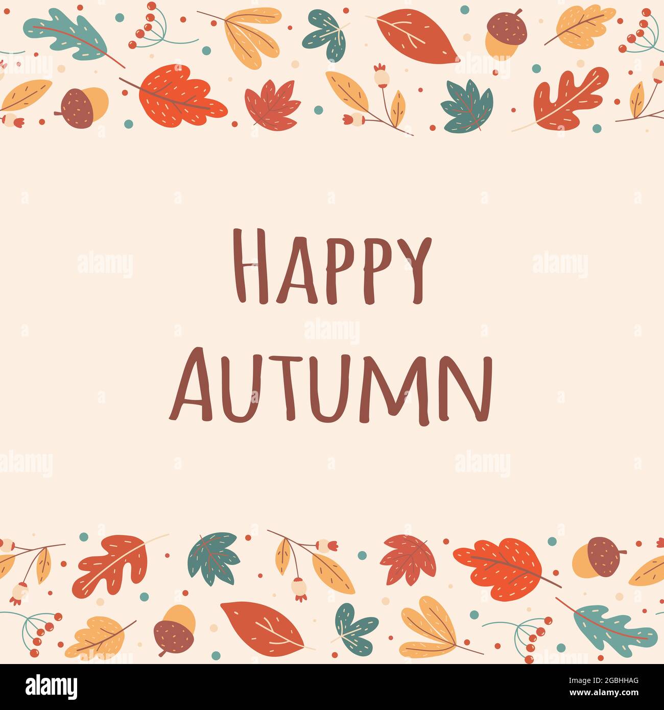 Autumn seasonal frame of leaves and berries. Template for banner ads ...