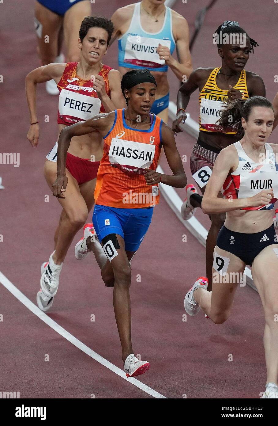 Tokyo, Japan. 4th Aug, 2021. Sifan Hassan (L front) of the Netherlands ...