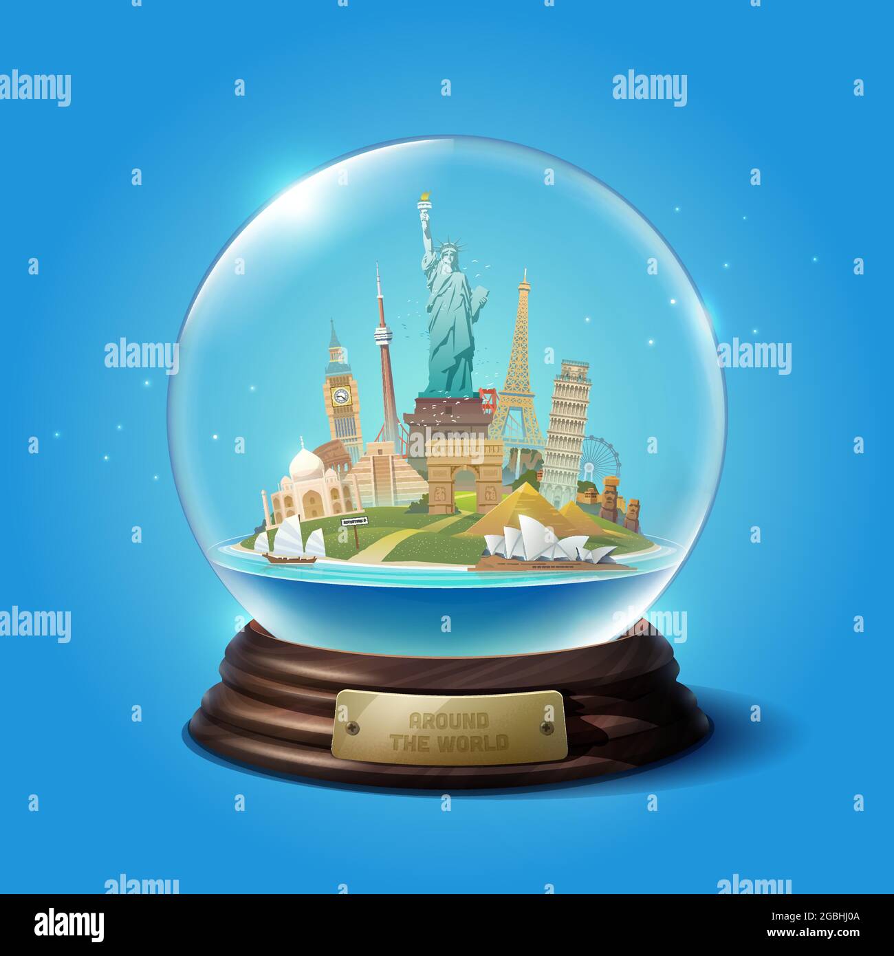 The glass ball with landmarks Stock Vector Image & Art - Alamy