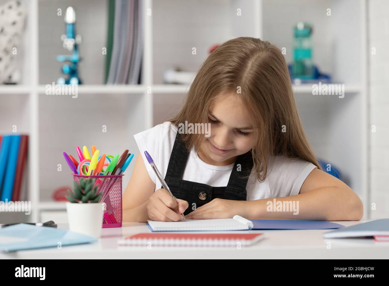 high school. schoolgirl writing. school girl with notebook. back to ...