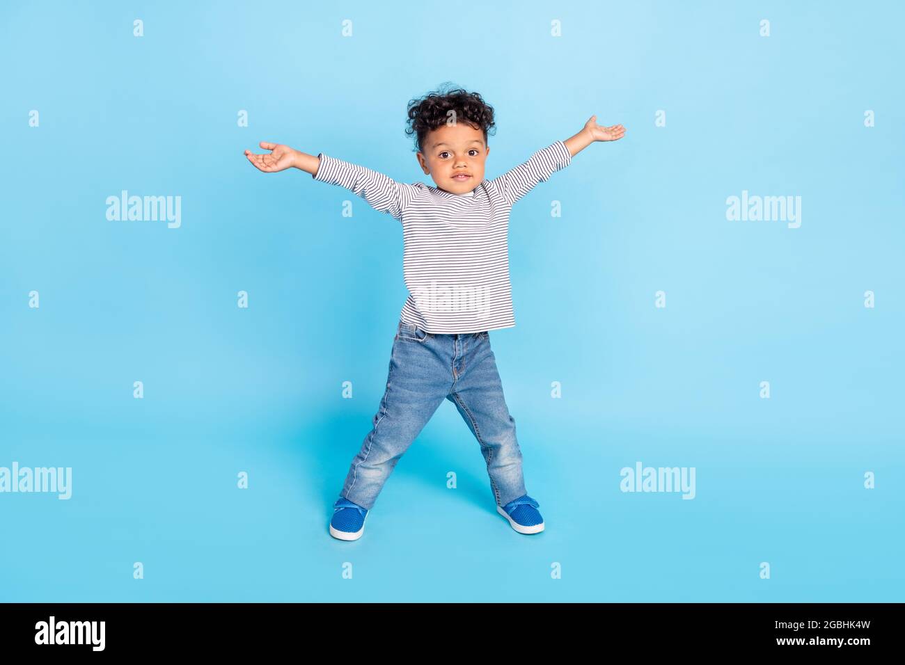 Full length body size view of attractive kind boy giving big hug ...