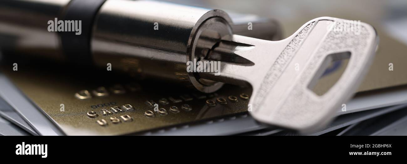 Plastic bank cards are with lock and key Stock Photo - Alamy