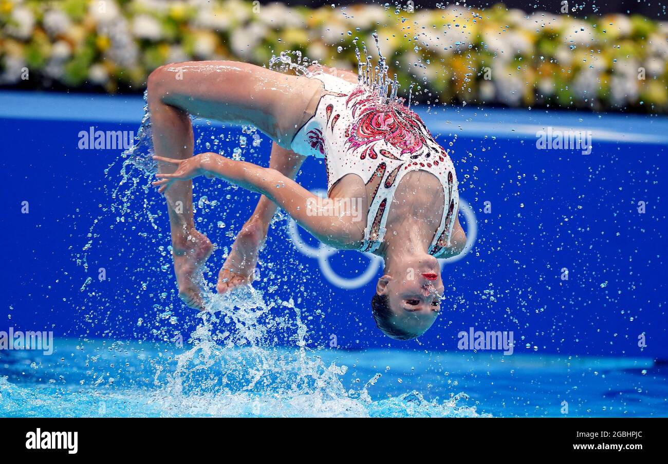 Ukraine compete in the final of the Artistic Swimming at the Tokyo ...