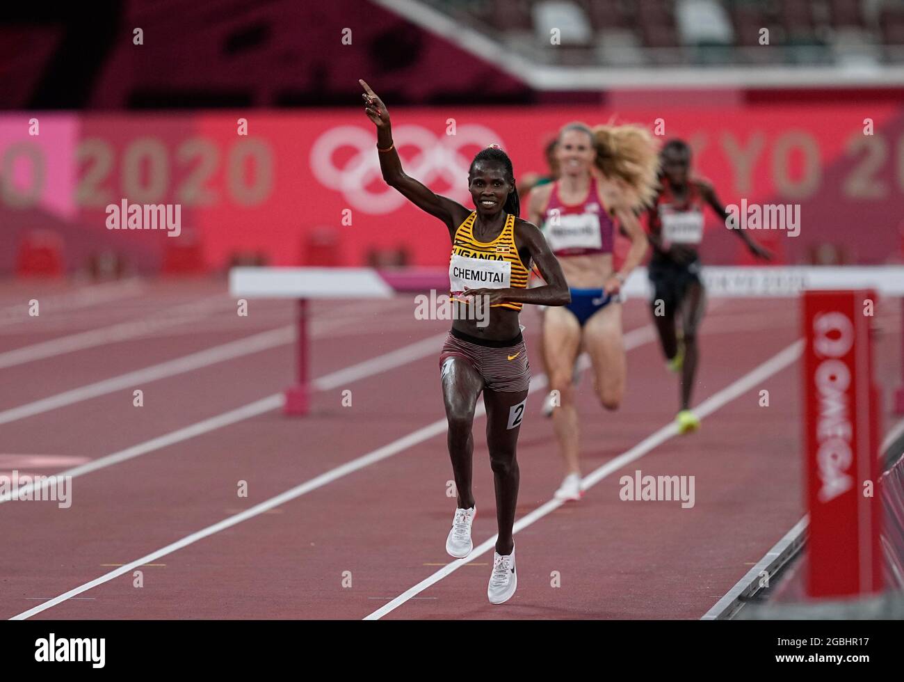 August 4, 2021: Peruth Chemutai winning 3000 meter steeplechase for ...