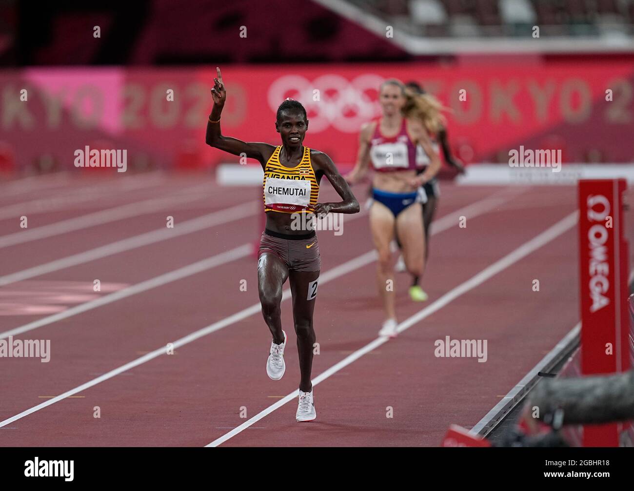 August 4, 2021: Peruth Chemutai winning 3000 meter steeplechase for ...