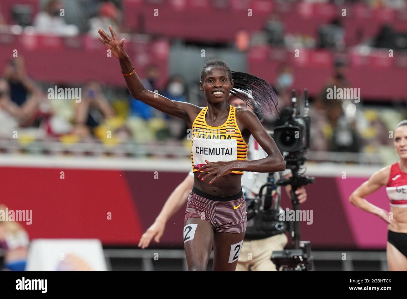 Tokyo, Japan. 4th Aug, 2021. Peruth Chemutai of Uganda reacts during ...