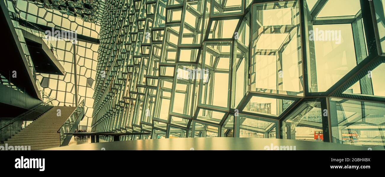 Reykjavik, Iceland - 12 may 2018: Icelandic Opera Harpa, concert hall ...