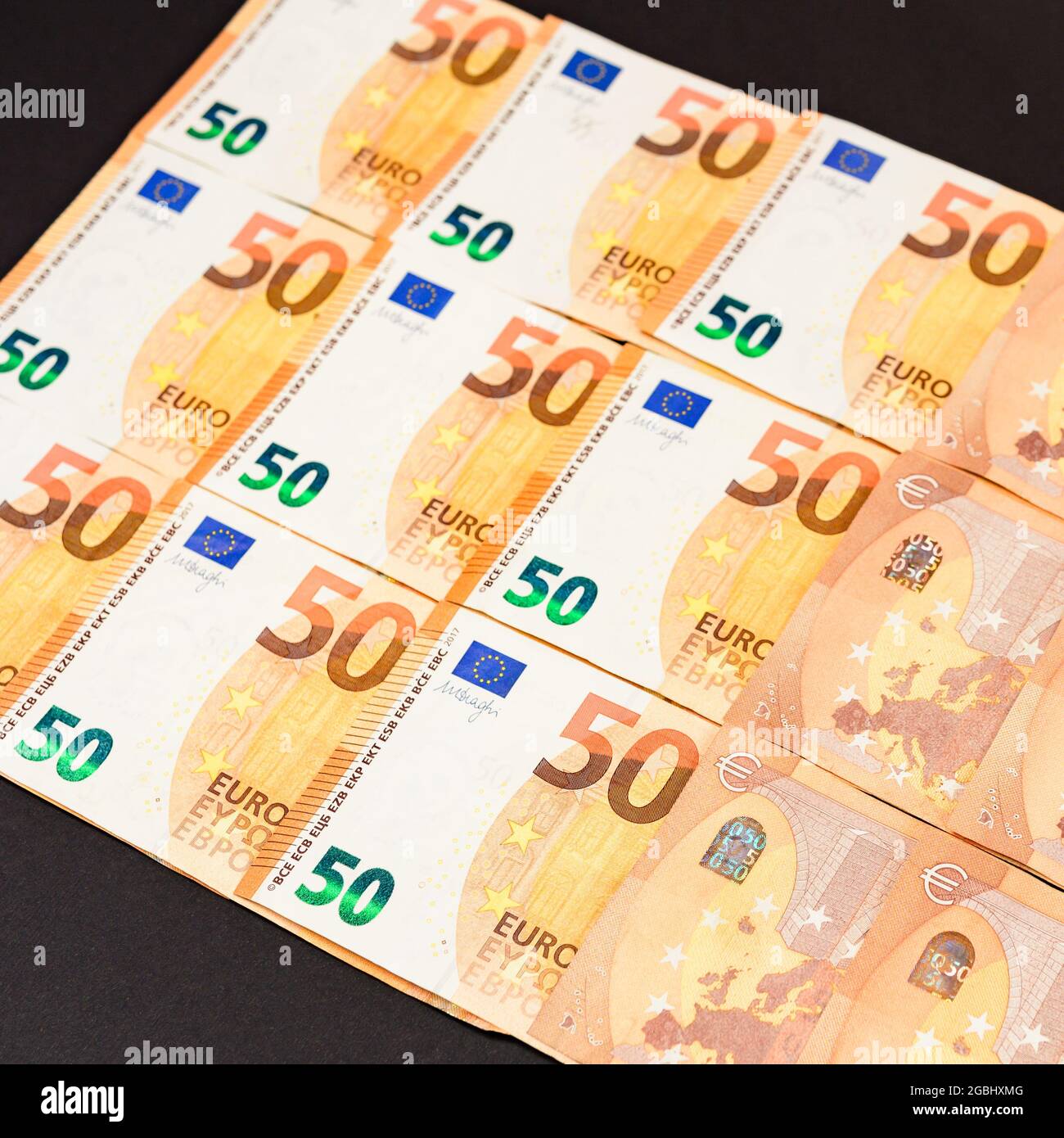 euro currency of the European Union, texture of 50 euros. new Stock ...